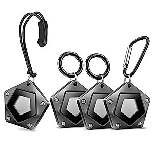 Jeanue-Compatible Apple Airtag Holder Keychain Case Waterproof, Heavy Duty Air Tags Tracker Cover with Strap Carabiner Key Ring Black 4 Pack