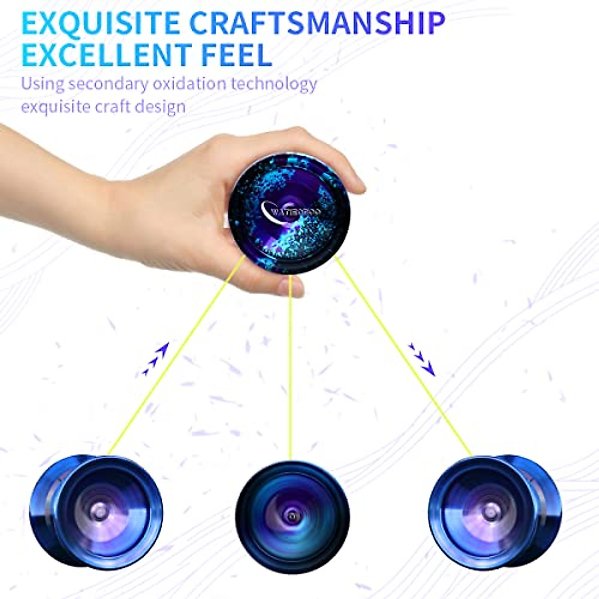 WATIEOBOO Yoyo Professional Metal Responsive Yoyo for Kids 8-12, Unresponsive Yoyo for Adults Intermediate-Advanced Players with U Type KK Bearing + Glove and 10 Replacement Yoyos Strings