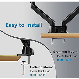 FORGING MOUNT Dual Monitor Arms - Height Adjustable Computer Monitor Desk Stand Fits 13-32'' Monitor, Full Motion Swivel Double Gas Spring Monitor Arms, Each Arm Holds Up to 19.8lbs