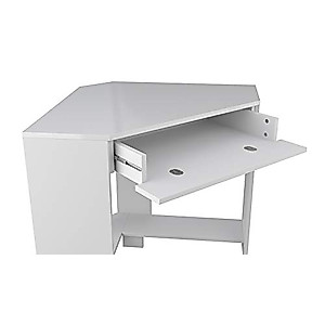 Roomsmart Ideal Gloss White Compact Modern Corner Computer Writing Desk for Home Office