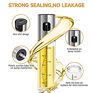 Uktunu Oil Sprayer for Cooking,2 Pack 100ml Glass Olive Oil Sprayer Mister, Olive Oil Spray Bottle, Kitchen Gadgets Accessories for Air Fryer, Canola, Widely Used for Salad Making, Frying, BBQ