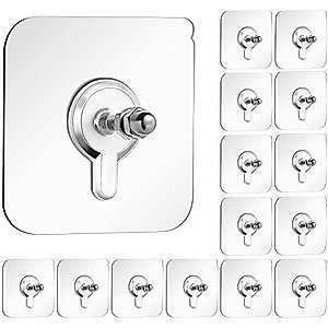 YGAOHF Wall Hangers Without Nails, 15 Pack Sticky Wall Hooks for Hanging, Adhesive Nails for Wall, Waterproof, Oilproof, Rustproof for Kitchen, Bathroom, Home, Office(16mm)