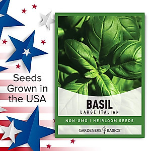 Basil Seeds for Planting (Large Leaf) Heirloom Non-GMO Herb Plant Seeds for Home Herb Garden Indoors, Outdoors, and Hydroponics by Gardeners Basics