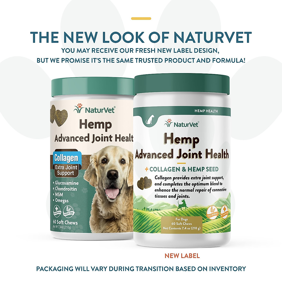 NaturVet Hemp Advanced Joint Health Dog Supplement Plus Hemp Seed – Helps Support Joint Health in Dogs – Includes, Collagen, Glucosamine, MSM, Chondroitin, Omegas – 60 Ct.