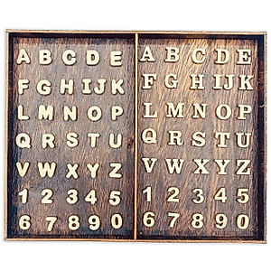 592 Pieces 1/2 Inch Mini Wooden Alphabet Letters and Unfinished Wood Numbers with Rustic Storage Tray for Scrapbooking DIY Crafts Homemade Gifts