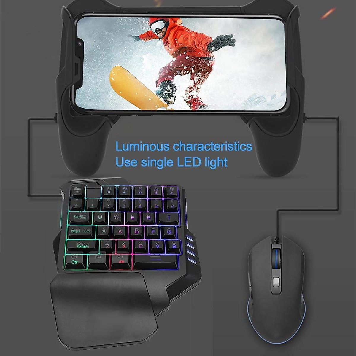 One Hand Gaming Keyboard, OneHanded Throne Left Hand Mechanical Keypad Mobile Game External, Ergonomic High and Low Key Design for Better Gaming Experenice