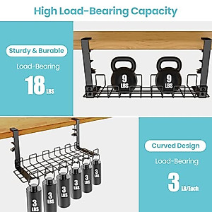 Under Desk Cable Management Tray 1 Pack, 15.7'' No Drill Under Desk Cable Organizer with 8 Color Cable Labels, Steel Cable Management Tray for Office Desks, Black