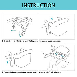 Foho Hook On Chair, Clip on Table High Load Design Fold Flat Storage Attachable High Chair with Storage Bag, Safe Fast Table Chair for Babies and Toddlers (Grey)