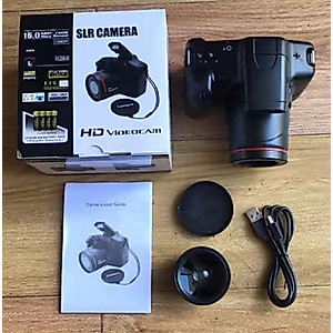 数码摄像机低价单品1600万像素高清家用小单反 (黑色单反+广角镜, 4GB)