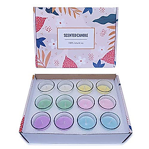 Set of 12 Scented Candles with 6 Fragrances, Natural Soy Wax Votive Candles for Party Dinner Yoga and Thanksgiving