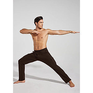 Willit Men's Cotton Yoga Sweatpants Athletic Lounge Pants Cargo Open Bottom Joggers Straight Leg Casual with Pockets Coffee XL