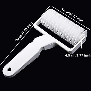 Set of 2 Lattice Roller Cutter Plastic Decorating Rolling Pin Dough Crust Pizza Baking Hobbing Embossing Tool by EORTA for Pastry Pizza Pie Cookie Bread Craft, White