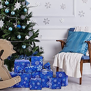 Whaline 100 Sheets Winter Tissue Paper Snowflakes Printed Gift Wrapping Paper Dark Blue White Snow Flakes Xmas Art Tissue Paper for Christmas DIY Crafts Gift Bags Winter Party Decor, 13.8 x 19.7"