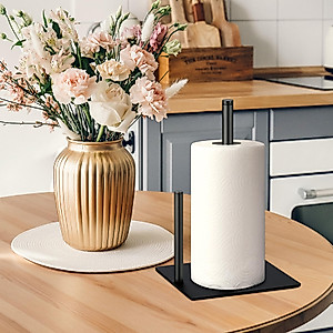 Paper Towel Holder Countertop, Kitchen Paper Towels Holder Stand, Black Paper Towel Holder Stand, Kitchen Towel Holder for Large Size Rolls by Batoto (Black)