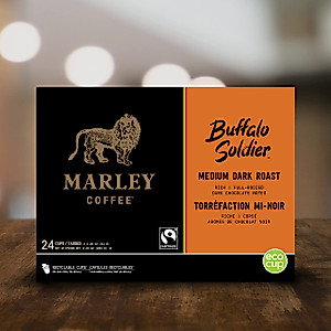 Marley Coffee Buffalo Soldier, Fairtrade Certified, Medium-Dark Roast Coffee, Keurig K-Cup Brewer Compatible Pods, 24 Count