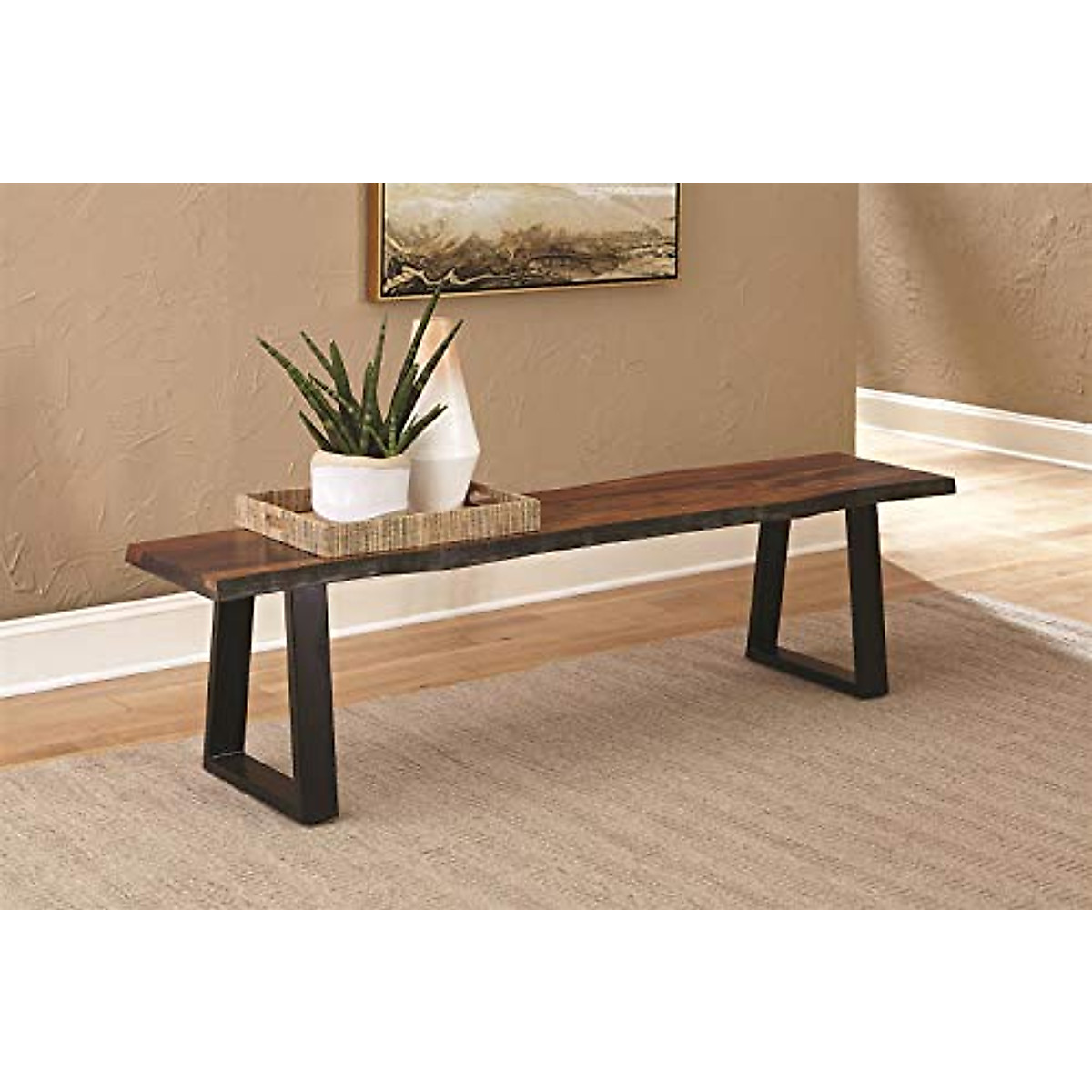 Jamestown Live Edge Dining Bench Grey and Black