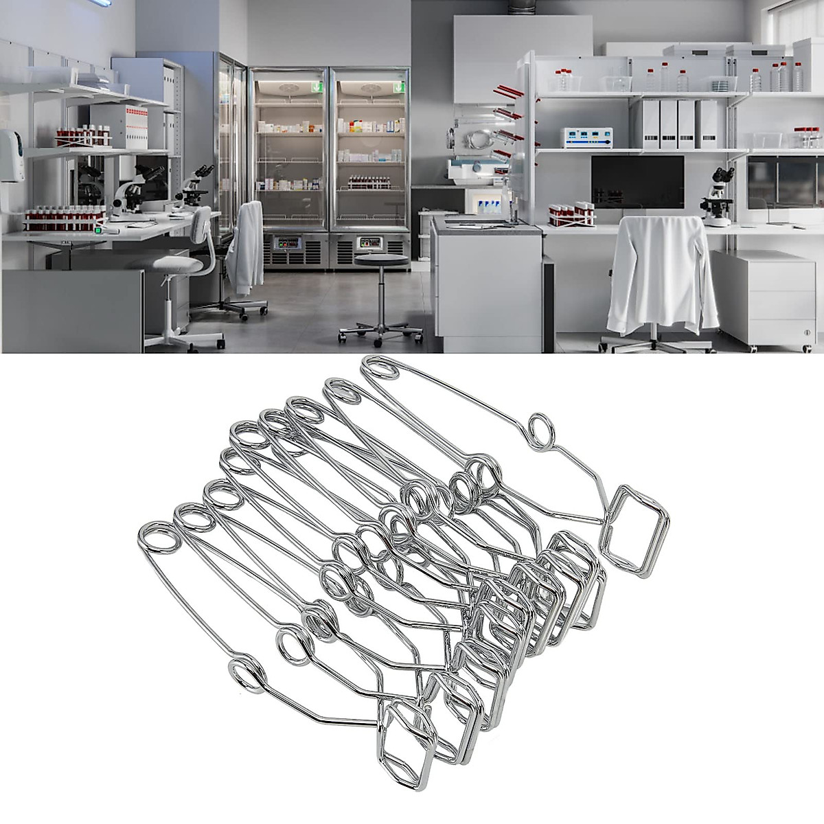 10PCS Spring Test Tube Holders Stainless Steel Clip Clamp, Lab Test Tube Clamp with Finger Grip, Laboratory Experiment Testing Holder Tool for Standard Test Tubes, 14.6cm / 5.7inch