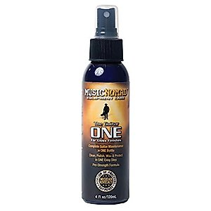 MusicNomad MN103 Guitar ONE All-in-1 Cleaner, Polish, and Wax, 4 oz., White