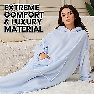 Mowaysers Blanket Hoodie Sweatshirt Gifts for Women and Men - Wearable Blanket Adult Super Warm and Cozy Giant Blanket Hoodie (Bean Paste)