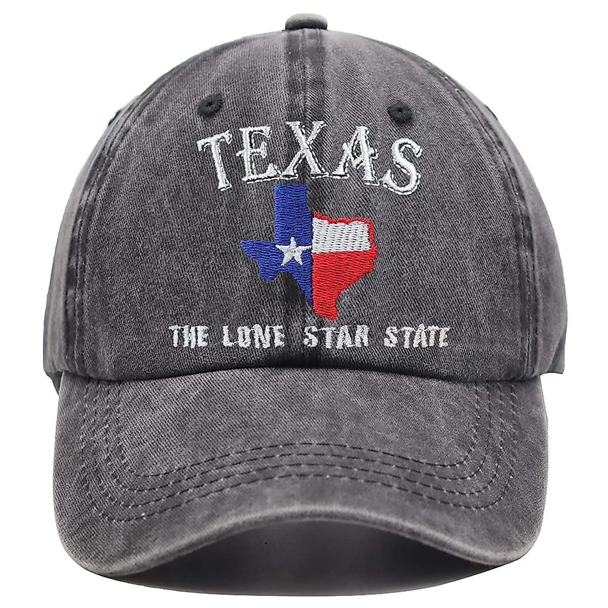 OASCUVER Texas Lone Star State Hat, American TX States Flag Map Shape Embroidered Adjustable Baseball Cap for Men Women