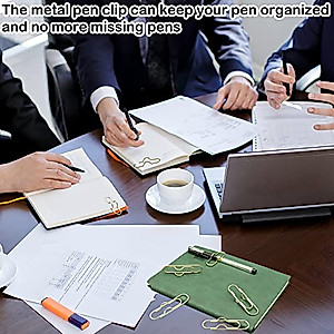 12 Pcs Metal Pen Clip for Notebook, Portable Pen Holder Clip Pencil Clip, Multi Function Paper Clip Pen Holder Pen Paper Clip Bookmark Stationery Tool Office Supplies for Notebook Journals, Gold