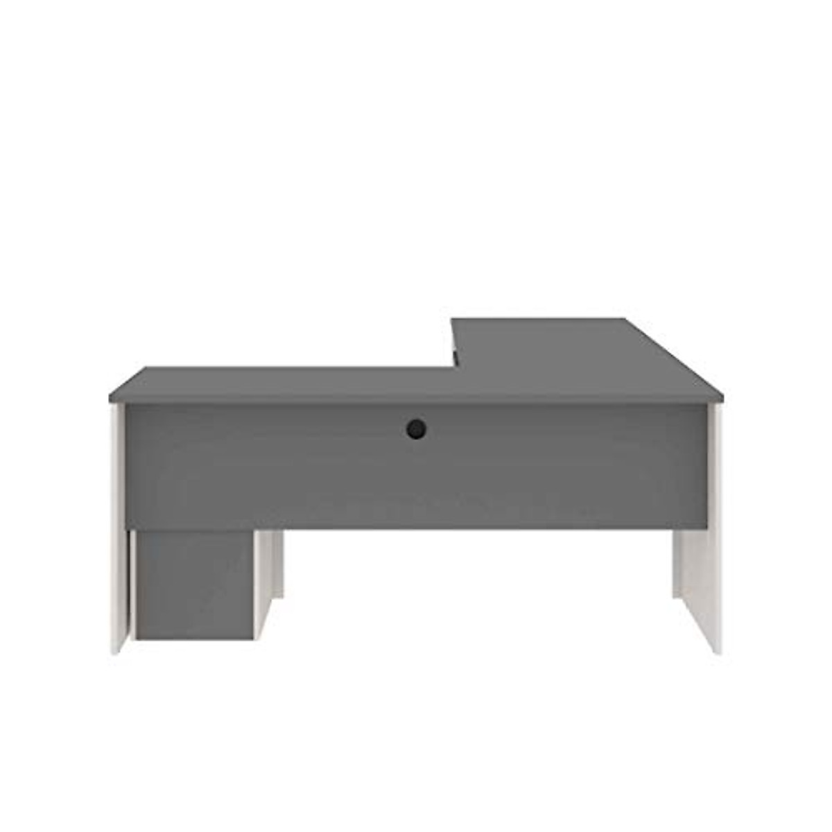 Bestar Connexion 72W L-Shaped Desk with Pedestal in Slate & Sandstone