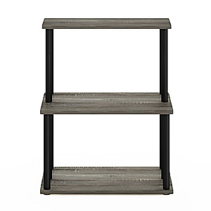 Furinno Turn-N-Tube 3-Tier Toolless Kitchen Storage Shelf, French Oak Grey/Black