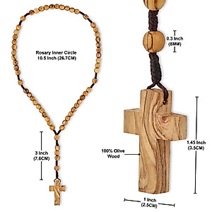 MIZZE Made for Luck TWO (2) AUTHENTIC Wooden Catholic Rosaries, Rosary Beads (Rosarios Catolicos) Necklace from Bethlehem Olive Wood Christian Prayer Beads - in Natural Cotton Rosary Pouch