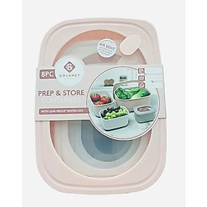 Gourmet Kitchen 8-Piece Plastic Food Storage Container Set with Vented Lids, 4 Sizes (PINK)