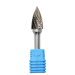 SG-5 Tungsten Carbide Burr Rotary File Pointed Tree Shape Double Cut with 1/4''Shank for Die Grinder Drill Bit