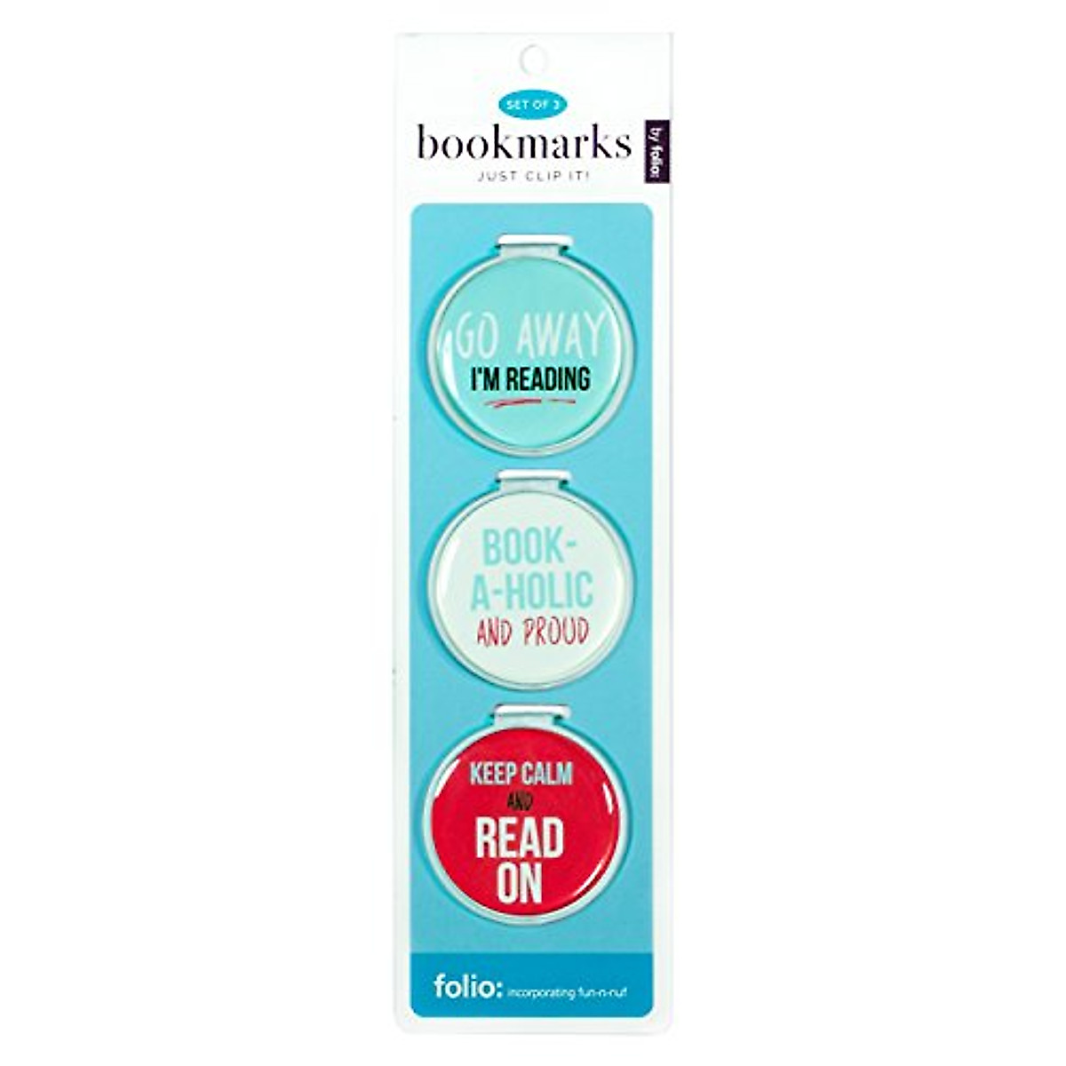 Just Clip it! Quote Bookmarks - (Set of 3 Clip Over The Page Markers) A Book A Day Keeps Reality Away, Book Nerd, Funny Bookmark Set - Ideal for Bookworms of All Ages... Adults Men Women Teens & Kids