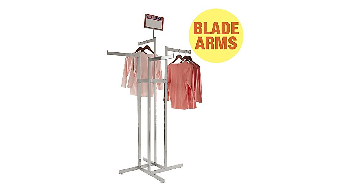 Econoco Chrome 4-Way Clothing Rack for Retail Displays