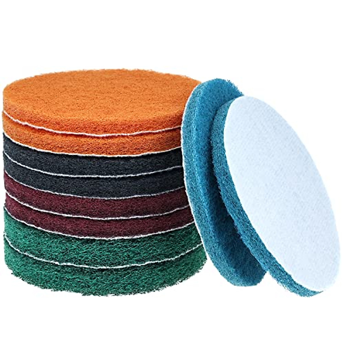 4.76-Inch Flocking Scuff Pads Conditioning Discs Polishing Pad Buffing Wheels for Furniture Automotive Cleaning, Rust Removal and More, Use Wet and Dry, 5 Different Finenesses.