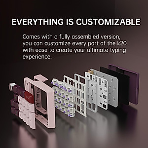 Mechanical Wireless Rechargeable Numeric Keypad, Gasket Bluetooth 5.0/2.4ghz/Wired Hot Swappable19 Keys Numpad, with Poron Foam, Aluminum Alloy Knob (Purple-Pink)