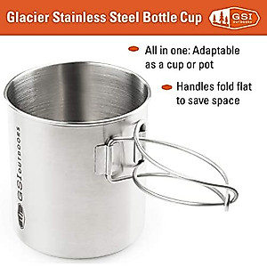 GSI Outdoors Glacier Stainless Steel Bottle Cup I Lightweight Cup or Pot for Travel, Camping and Backpacking - 20 oz