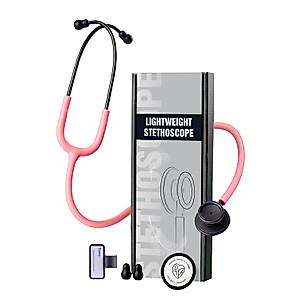 FriCARE Lightweight Stethoscope - Stethoscopes for Nurse Medical Nursing Students - Classic Home Health Diagnostic Kit, StethoMedic Essentials, Lifetime Warranty & FSA HSA Eligible (Pearl Pink)
