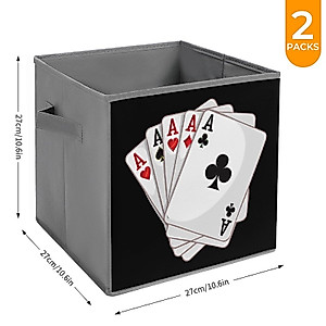 Gambling Casino Aces Poker Foldable Storage Bins with Handles Storage Cubes Closet Organizer for Living Room Bedroom 2PCS