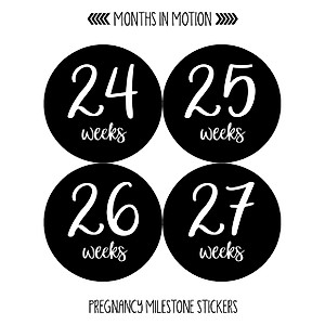 Months In Motion Pregnancy Weekly Belly Growth Stickers - Week to Week Pregnant Expecting Photo Prop - Maternity Keepsake - Baby Bump - Large Set of 36 Weekly Photo Sticker