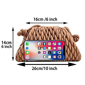 ELDA Dumpling Bag for Women Quilted Clutch Handbag Cloud Purse Fashion Ruched Bag Handmade Leather Hobo Bag