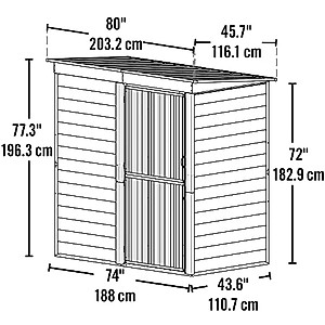 Arrow Shed SBS64 Shed-in-a-Box Compact Galvanized Steel Storage Shed with Pent Roof, 6'x4', Charcoal