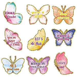 OSNIE 63Pcs Inspirational Cutouts Watercolor Butterfly Spring Positive Sayings Bulletin Board Decoration Motivational Aesthetic Wall Decals Creative Back to School Educational Materials for Classroom