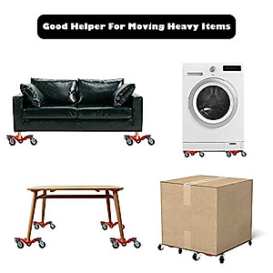 Bonsicoky 6" Steel Tri-Dolly with Rubber Wheel, 200-lb Load Capacity Furniture 3 Wheel Mover Universal Moving Tools for Moving Heavy Objects, Furniture, Appliances - 4Pack