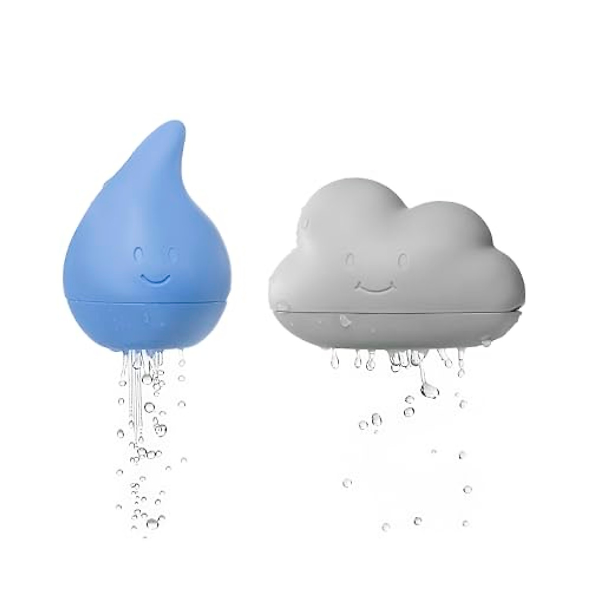 Ubbi Muted Color Cloud and Droplet Silicone Bath Squeeze Toys for Toddlers and Baby, Fun Bath Time Toys, Interactive Bath Toys, Baby Bath Accessory, Set of 2