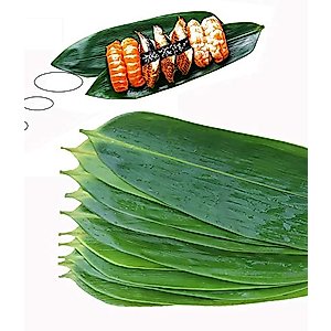 100 pcs Sushi Bamboo Leaf - Banana Leaves Make Zongzi Kit Plate Decorations Holiday Party for cooking (100 pcs, 12" L x 3.2" W) - Leaves Remains Vaccuum and Fresh