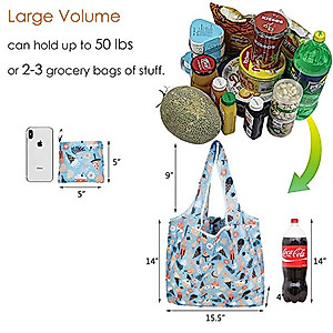 yanyan Foldable Reusable Grocery Shopping Tote Bags, 8 Pack Eco-friendly Large Recycle Shopping Bags Folding to fits in Pocket-Machine Washable