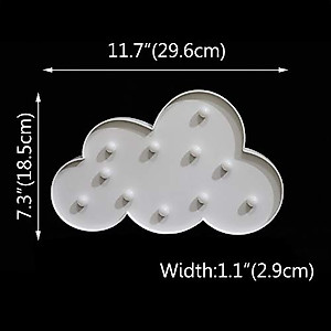 Vicila White LED Cloud Marquee Signs, Light Up Cloud Decorative Signs Hanging Hole Nursery Room Cloud Night Light for Baby Shower, Party Supply, Christmas Decor-Cloud(White)