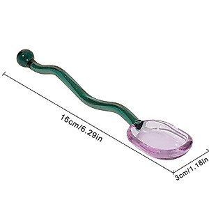 5Pcs Glass Stirring Spoons, Creative Colorful Glass Heat Resistant Mixing Rod, Stir Bar Spoon Stirring Spoon for Ice Cream, Cake, Desserts Sugar Tea