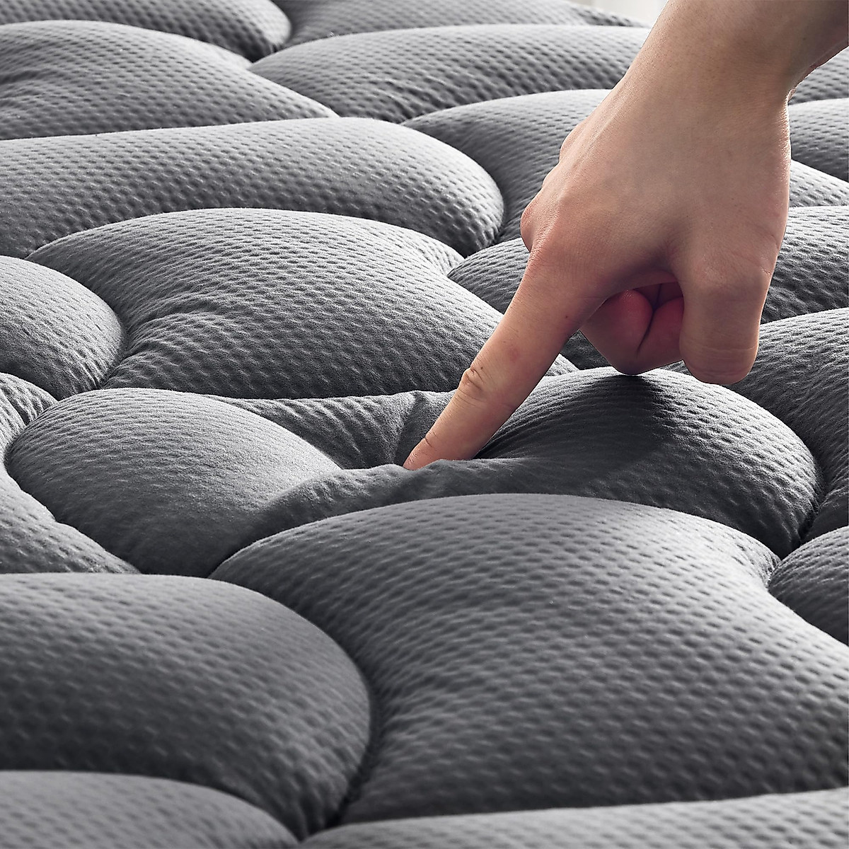 SLEEP ZONE Twin Waterproof Mattress Protector, College Dorm Mattress Pad, Fluffy Mattress Cover, 39 x 75 Inches (Grey, Twin)