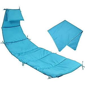 eZone Replacement Cushion Pad and Umbrella for Hanging Lounge Chair Outdoor Chaise Hanging Hammock Chair Pillow Pad (Blue,Green,Khaki,Rust) (Blue)