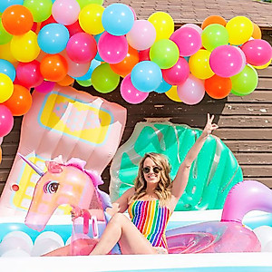 100Pcs Summer Pool Party Balloon Garland Arch Kit, Summer Beach Balloons Garland Tropical Party Decoration for Pool Party Summer Baby Shower Birthday Party Decorations Swimming Beach Party Supplies